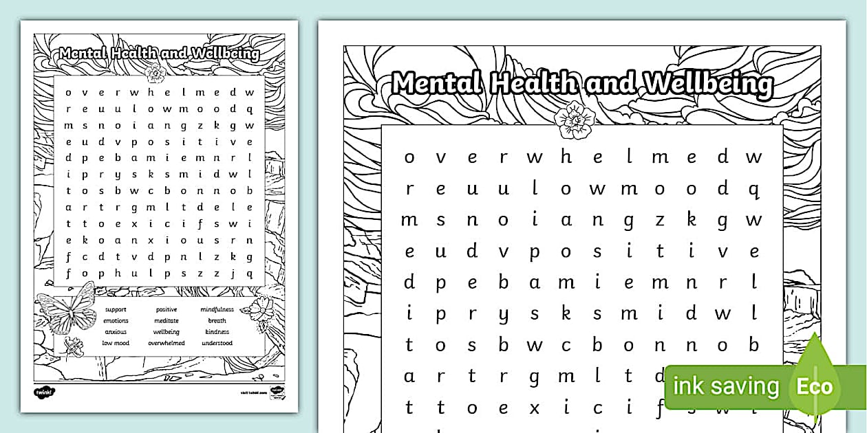 KS2 Mental Health and Wellbeing Word Search - Twinkl