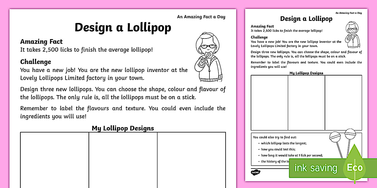 Design a Lollipop Worksheet / Worksheet - Twinkl