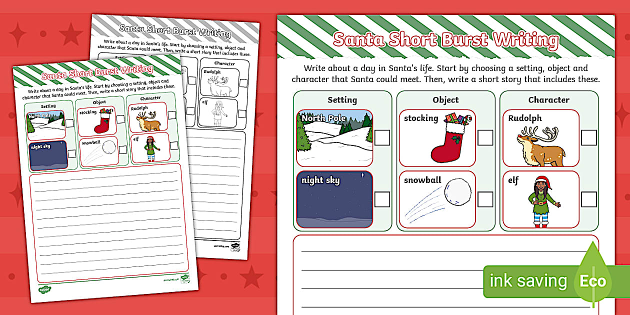 Santa Short Burst Writing Template