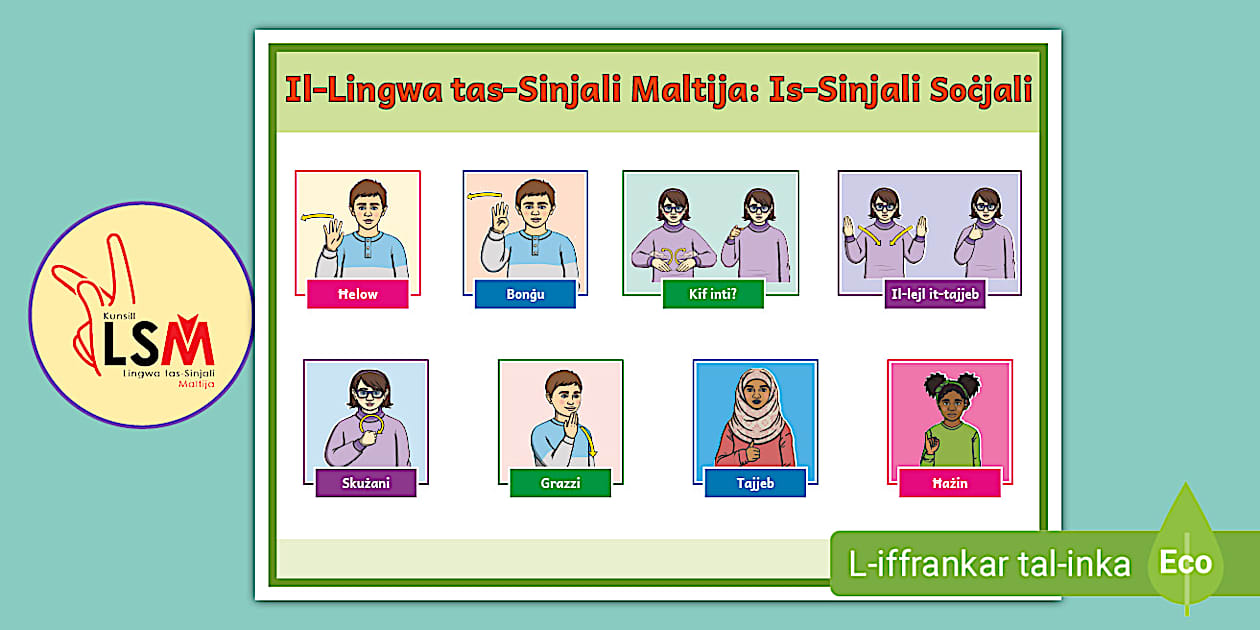 Il-Lingwa tas-Sinjali Maltija l Word Mat: Is-Sinjali Soċjali