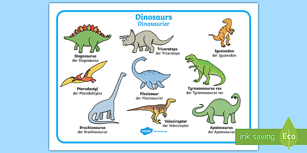 Dinosaur Word Mat English/German - Twinkl