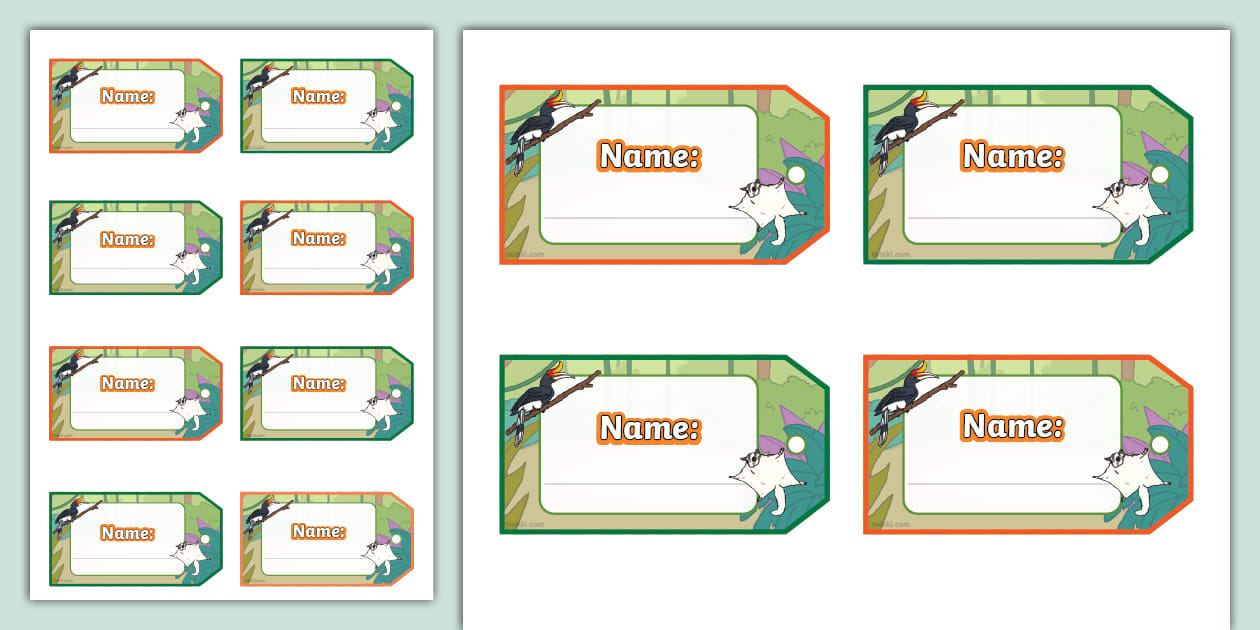 Jungle Name Labels - Twinkl Classroom Labels (teacher made)