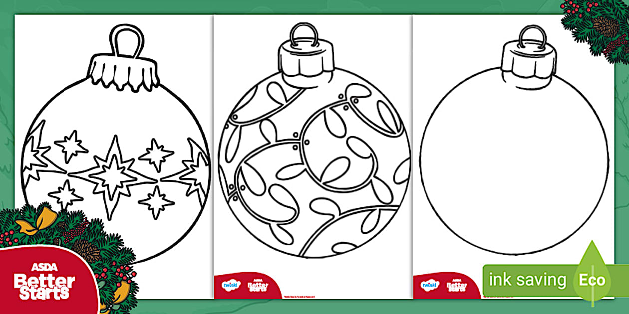 FREE! - ASDA Better Starts: Christmas Ornaments Colouring Sheets