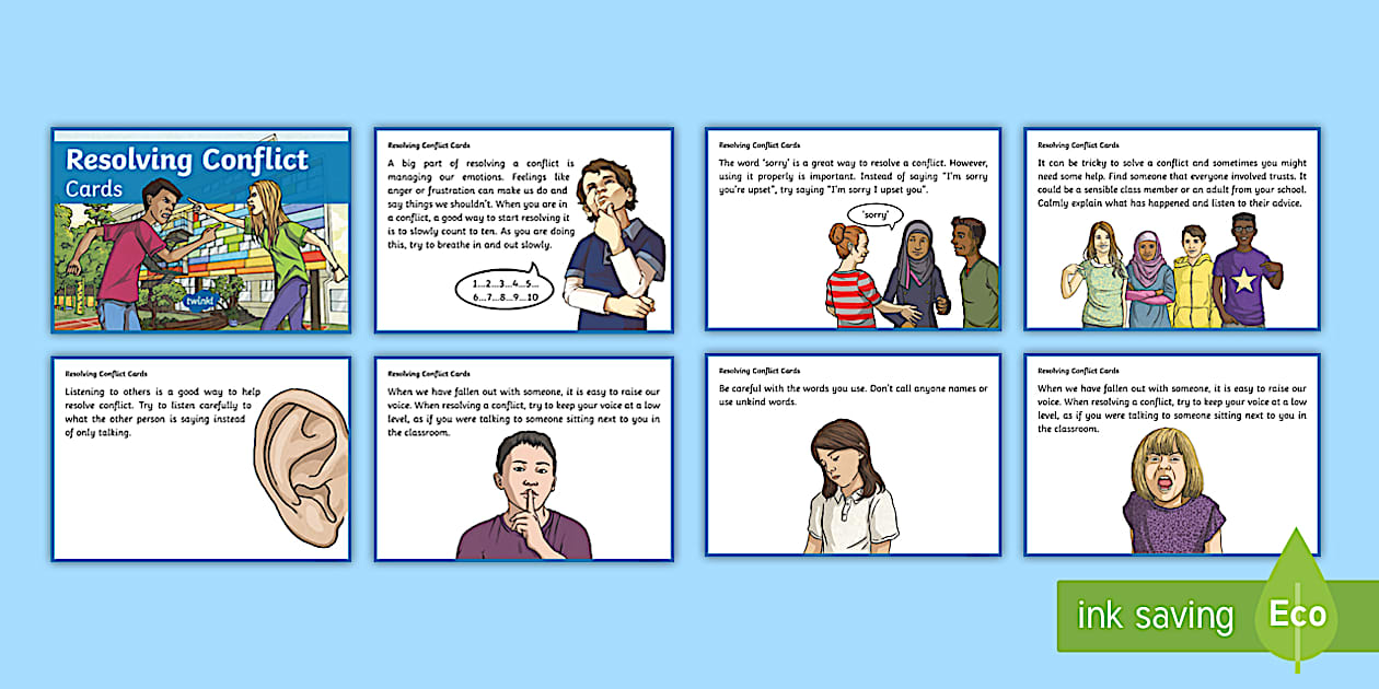 Editable Resolving Conflict Cards (teacher made) - Twinkl