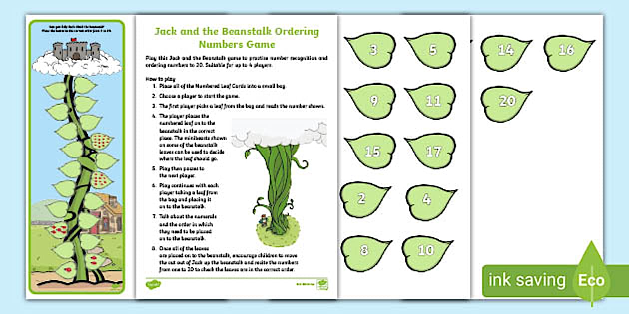 👉 Jack and the Beanstalk Ordering Numbers Game - Twinkl