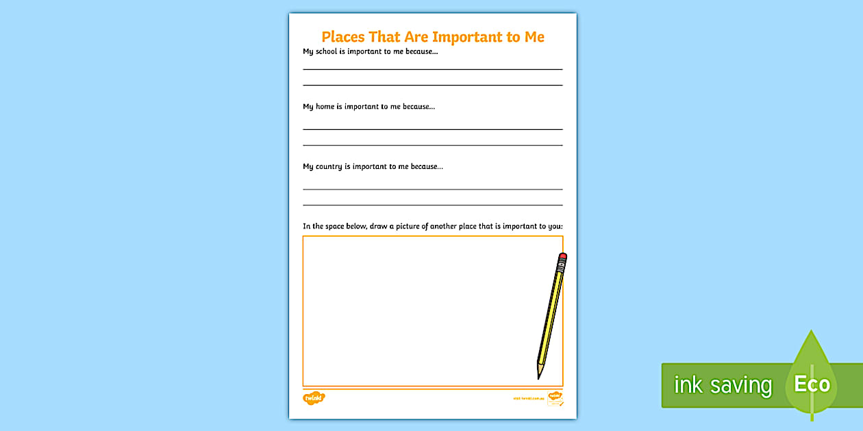 Places That Are Important to Me Worksheet / Worksheet
