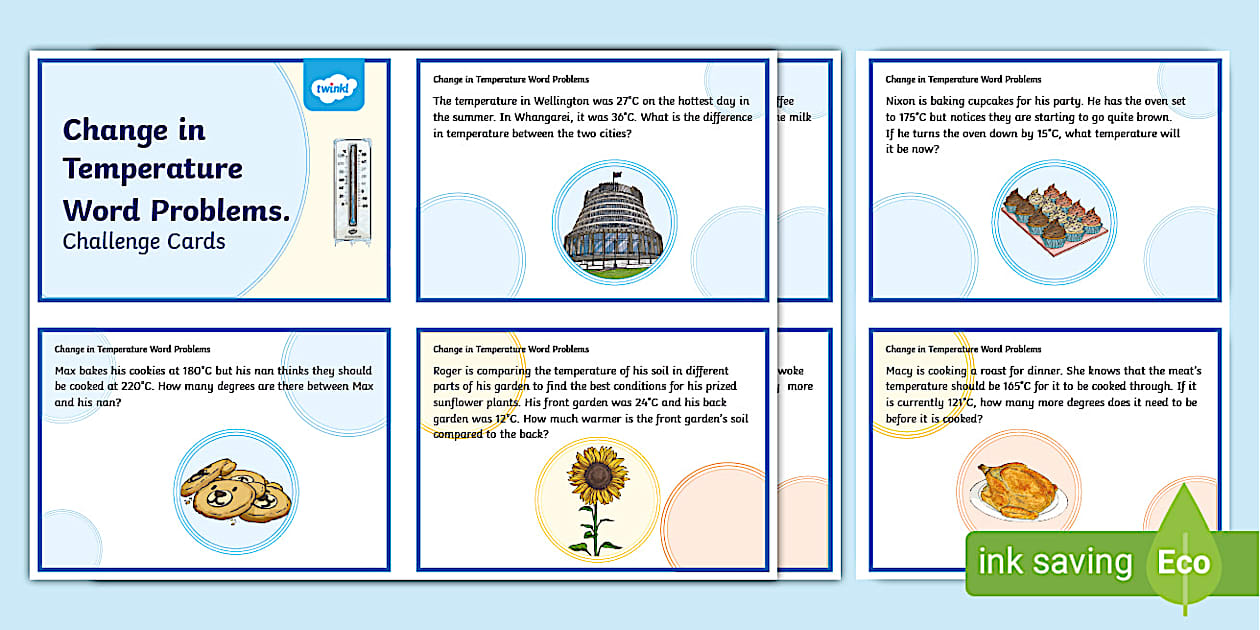 Change in Temperature Challenge Cards