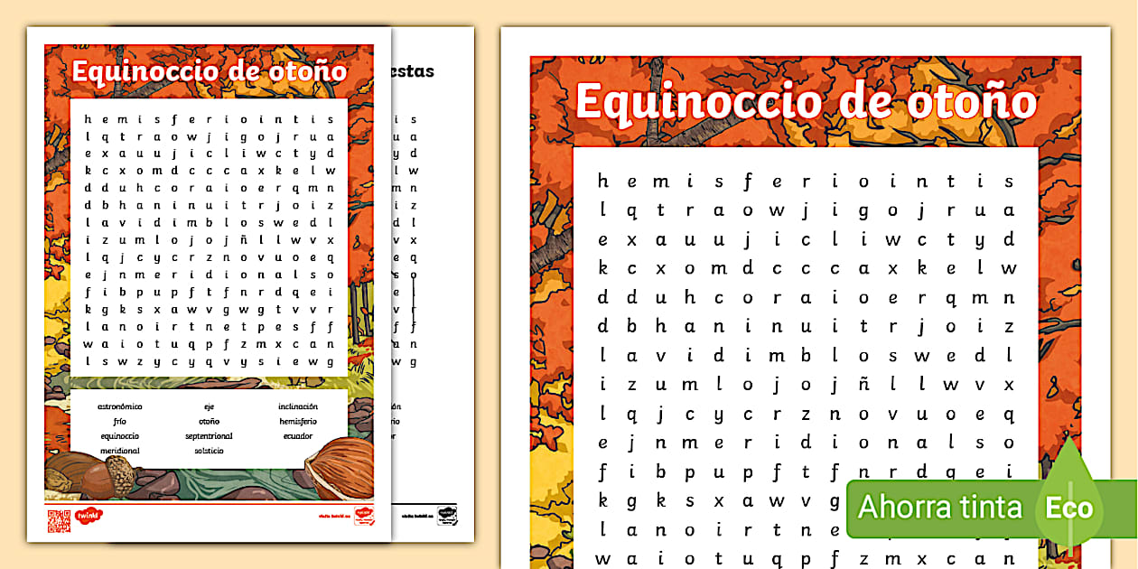 Sopa de letras: Equinoccio de otoño (teacher made) - Twinkl