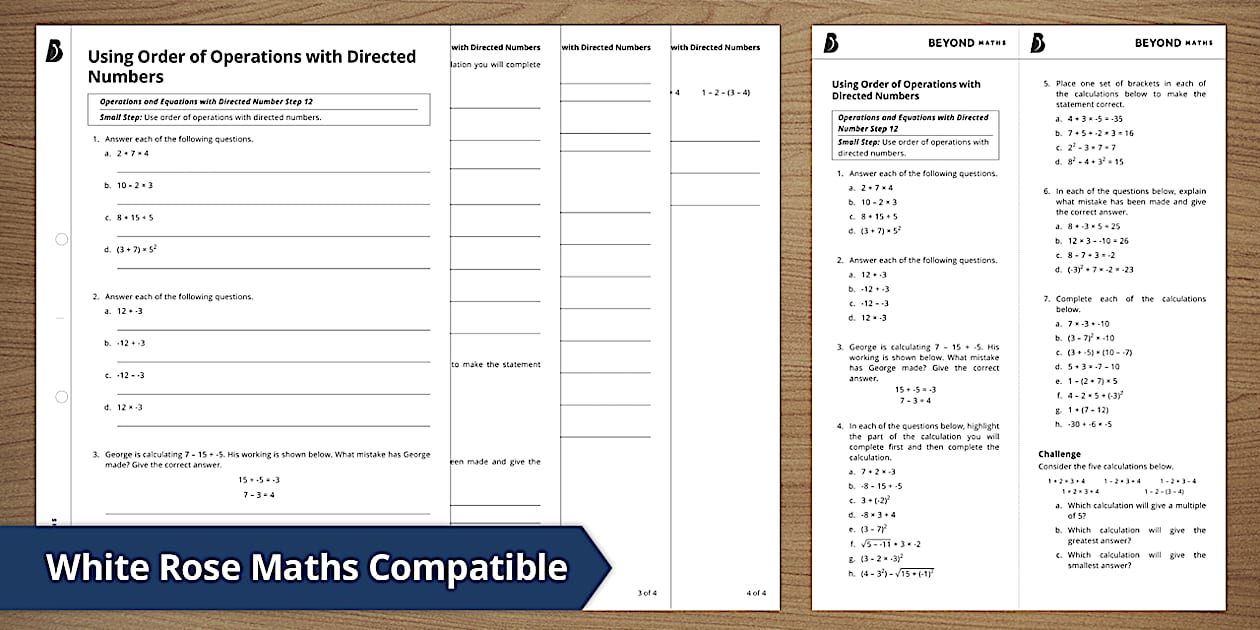 👉 Using Order of Operations with Directed Numbers
