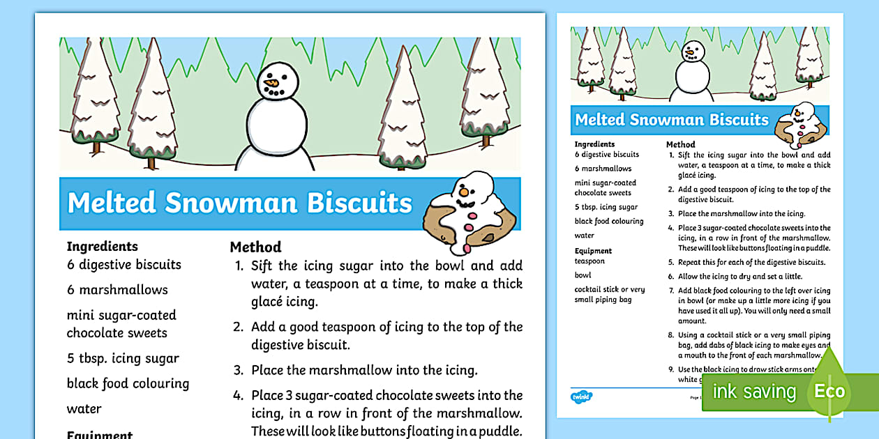 Easy Melted Snowman Biscuits Recipe - Twinkl