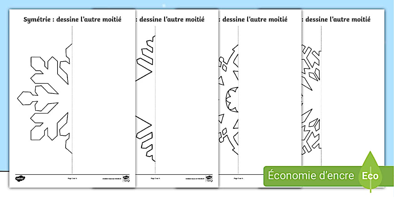 Symétrie : dessine l'autre moitié du flocon de neige