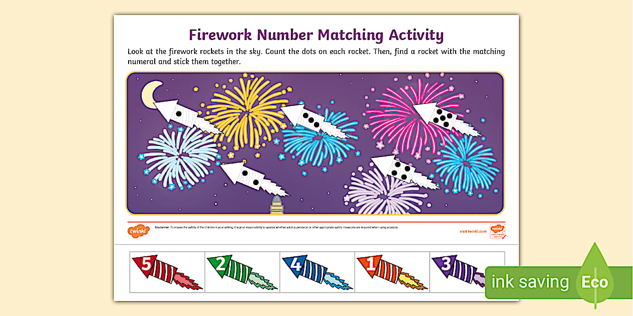 👉 Firework Number Matching Activity (teacher made)