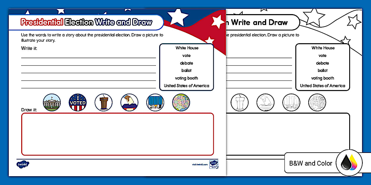First Grade Presidential Election Write and Draw Worksheet
