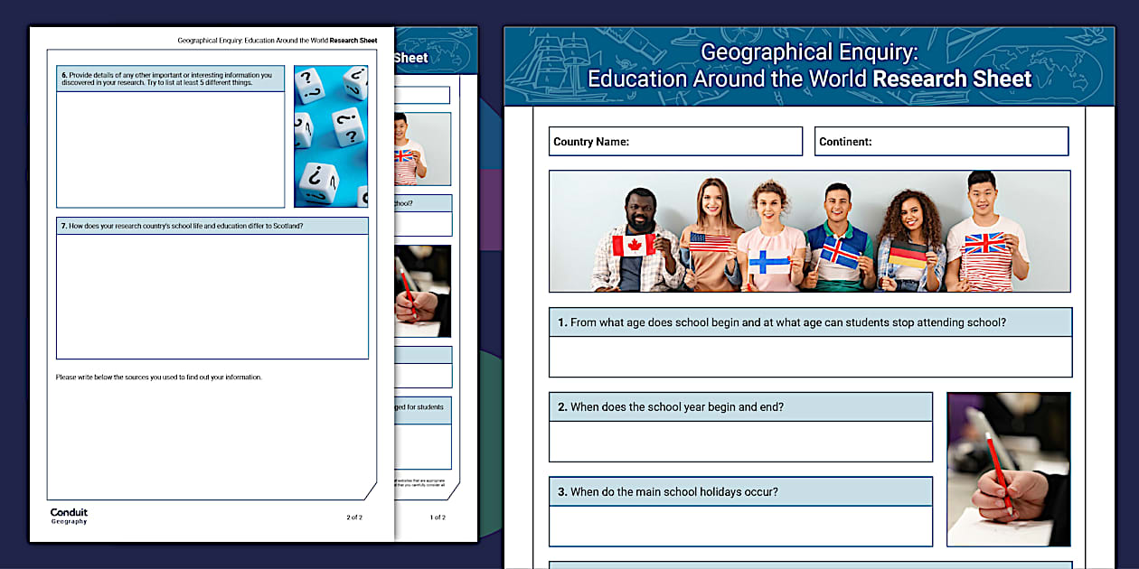 Education Around the World Research Sheet (Teacher-Made)