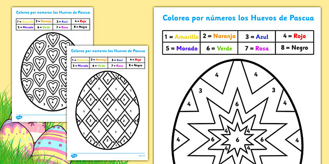 Colorea con números Pascua (teacher made) - Twinkl