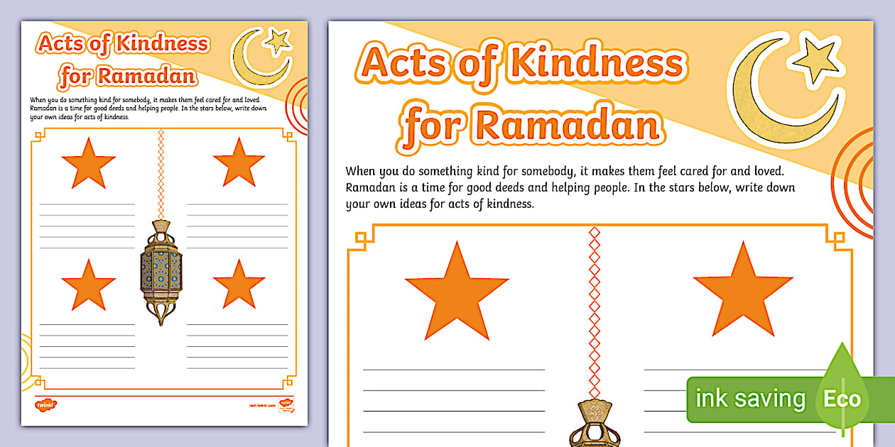 Acts of Kindness Ramadan Activity Sheet (teacher made)