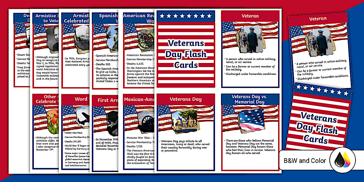 Eighth Grade Veterans Day Flash Cards (professor feito)