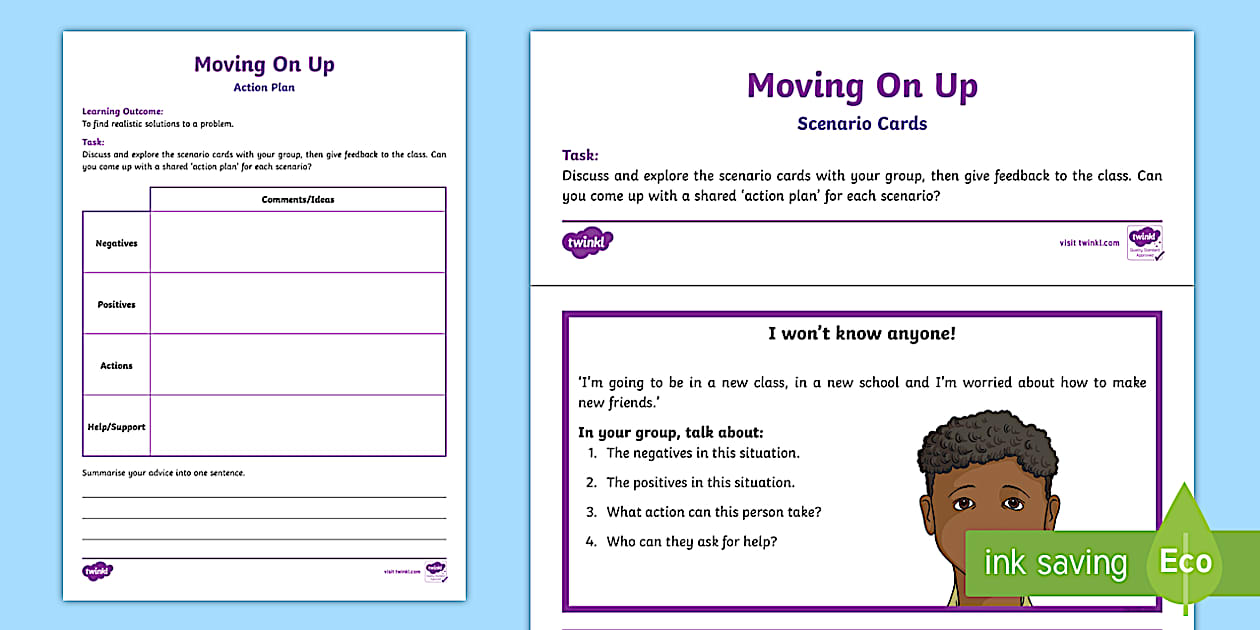 Editable Year 6 Transition Scenario Cards and Action Plan Activity Pack