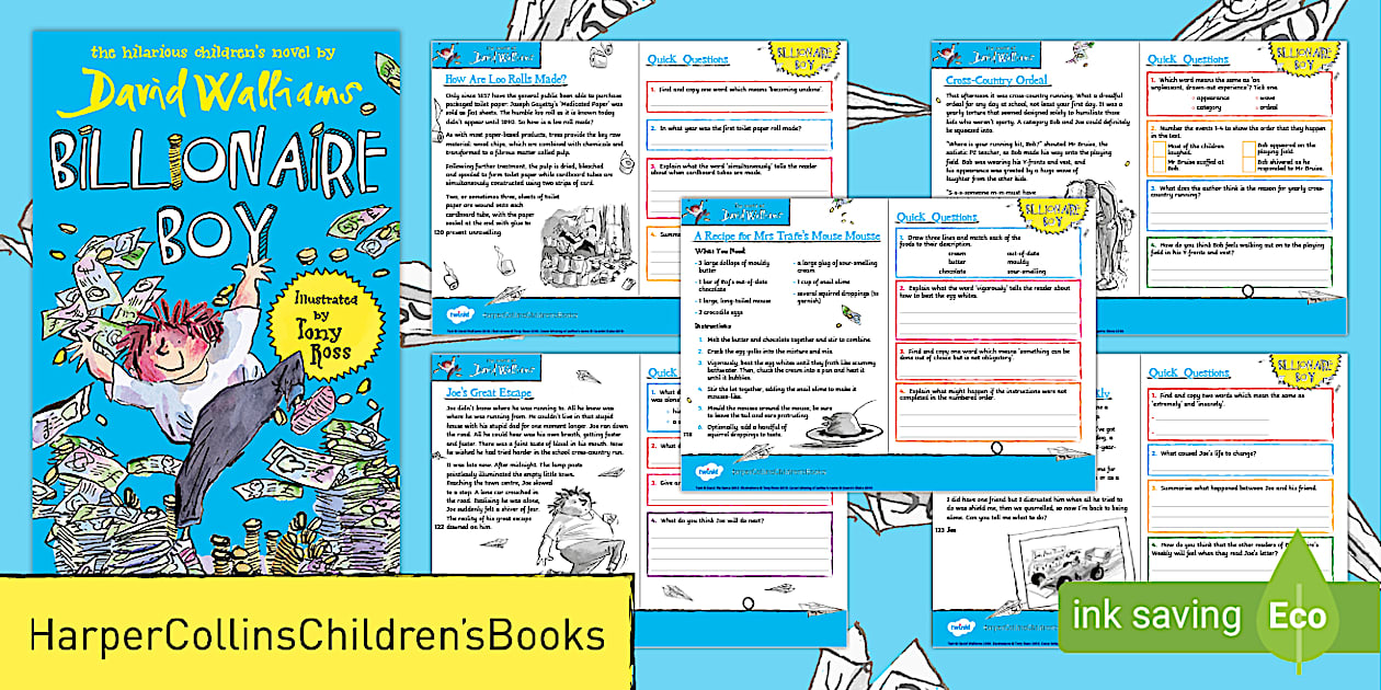 FREE! - Billionaire Boy | Reading Comprehension Pack | KS2 Resources
