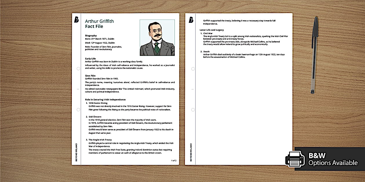 Arthur Griffith Fact File (Hecho por educadores) - Twinkl