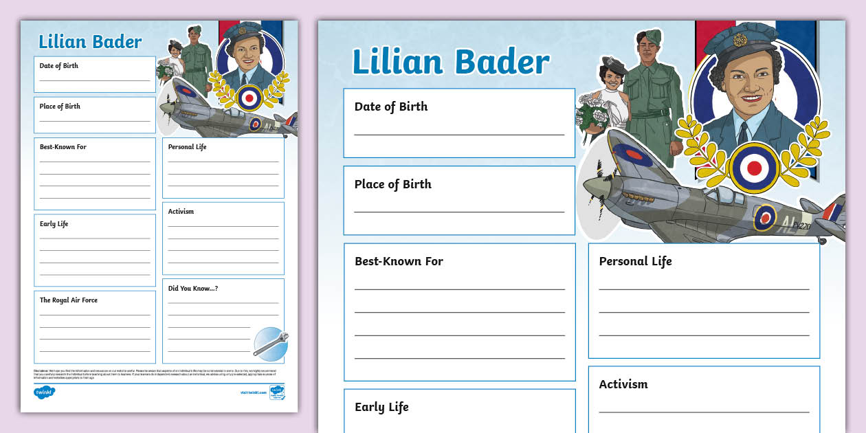 Lilian Bader Fact File Template (teacher made) - Twinkl