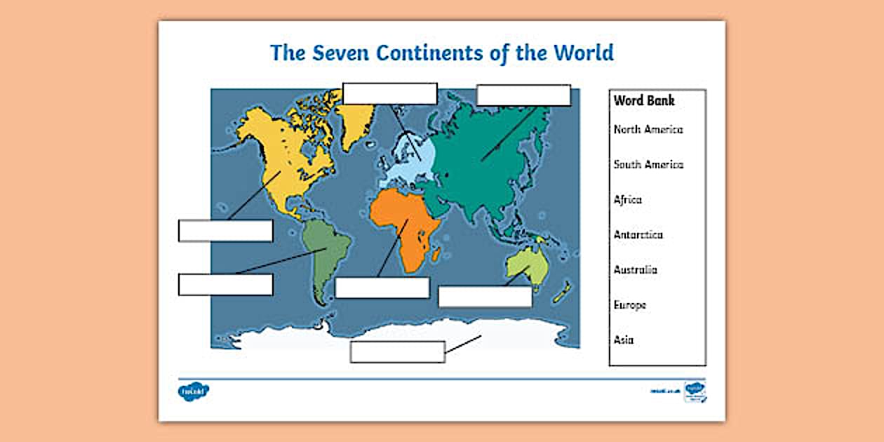 The Seven Continents Template Printable - Labelling Activity