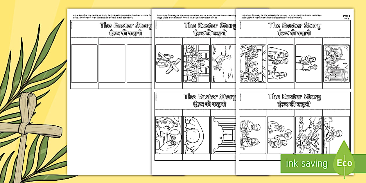 Easter Story Writing Flapbook English/Hindi - Easter Story Writing Flap ...