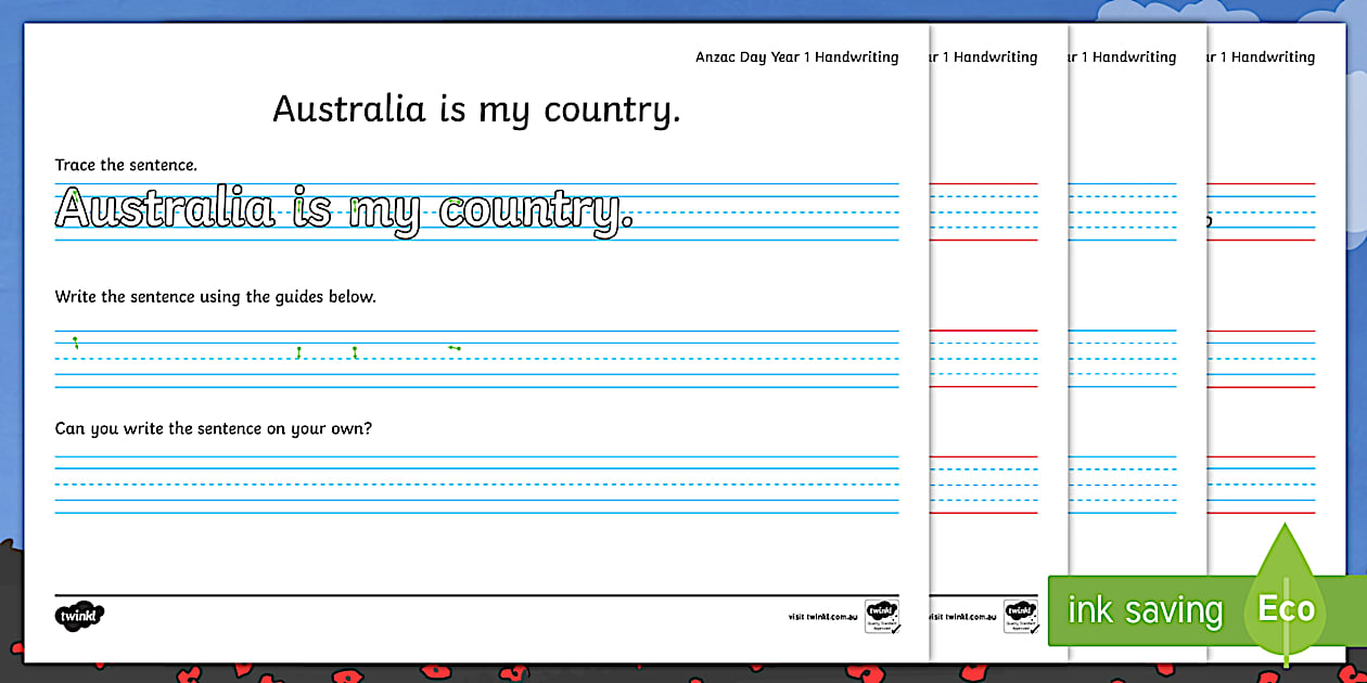 Anzac Day Activities Year 1| Handwriting | Primary Resource