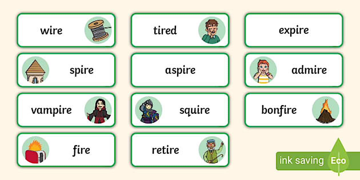 'ire' Word Cards (teacher made) - Twinkl