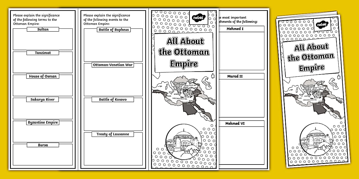 Ottoman Empire Brochure Worksheet for 3rd-5th Grade - Twinkl