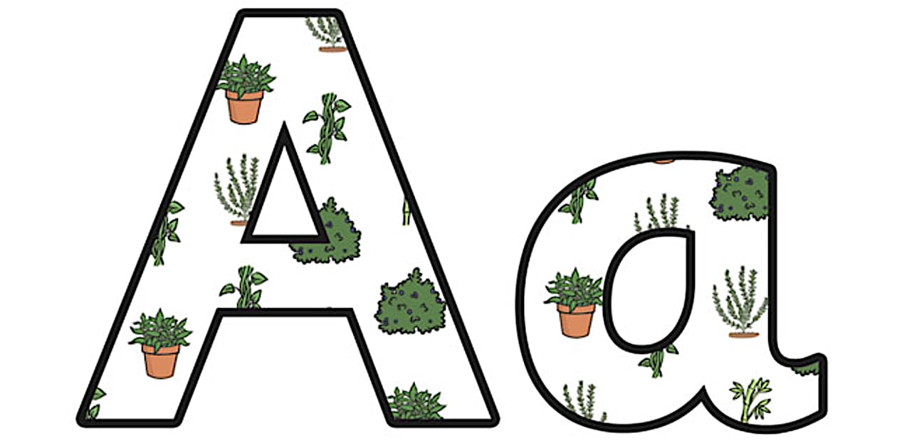 Green Plants Lowercase Display Lettering - Twinkl