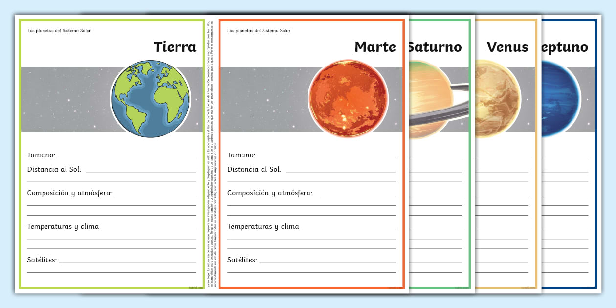 Tarjetas informativas: Investigación sobre los planetas