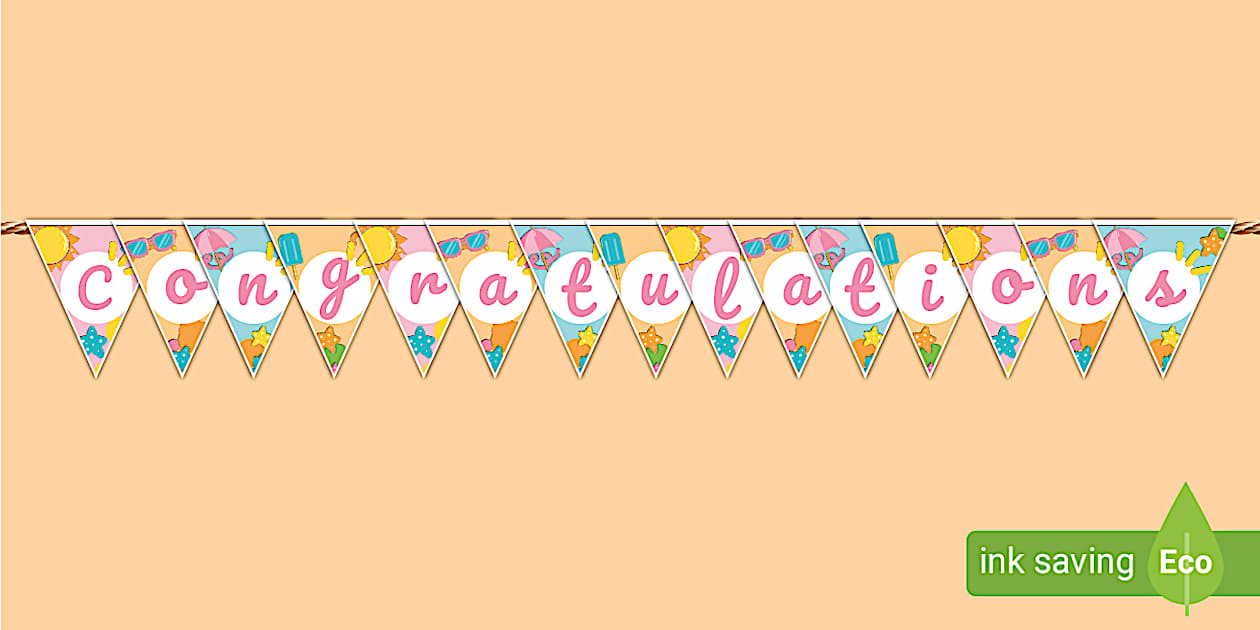 Summer Vibes Themed Congratulations Bunting (teacher made)