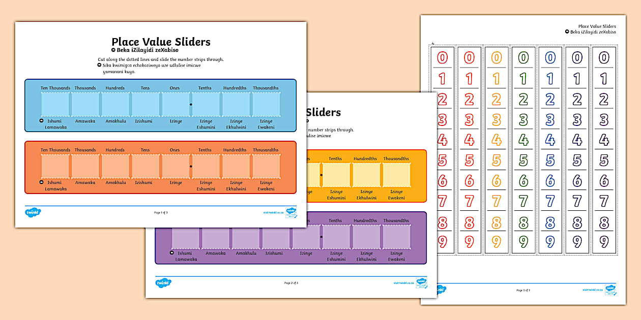 Place Value Maths Sliders Including Tenths, Hundredths and Thousandths