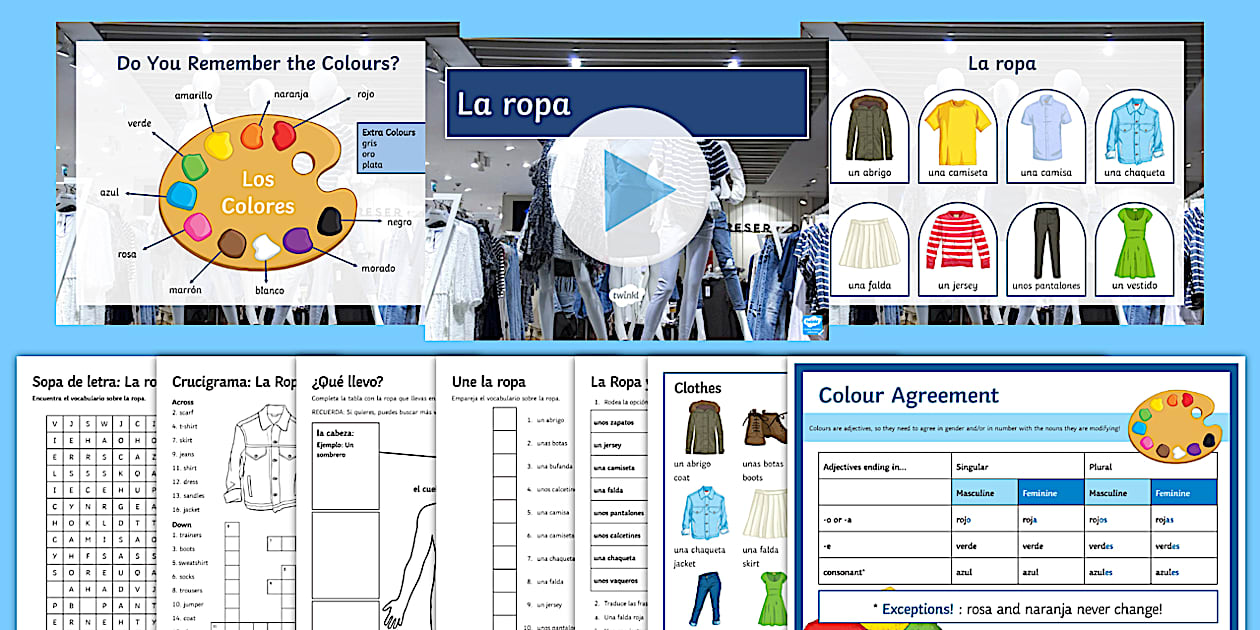 Clothes Lesson Pack Spanish (teacher made) - Twinkl