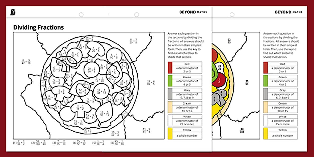 👉 Colour by Numbers: Dividing Fractions | KS3 Maths | Beyond