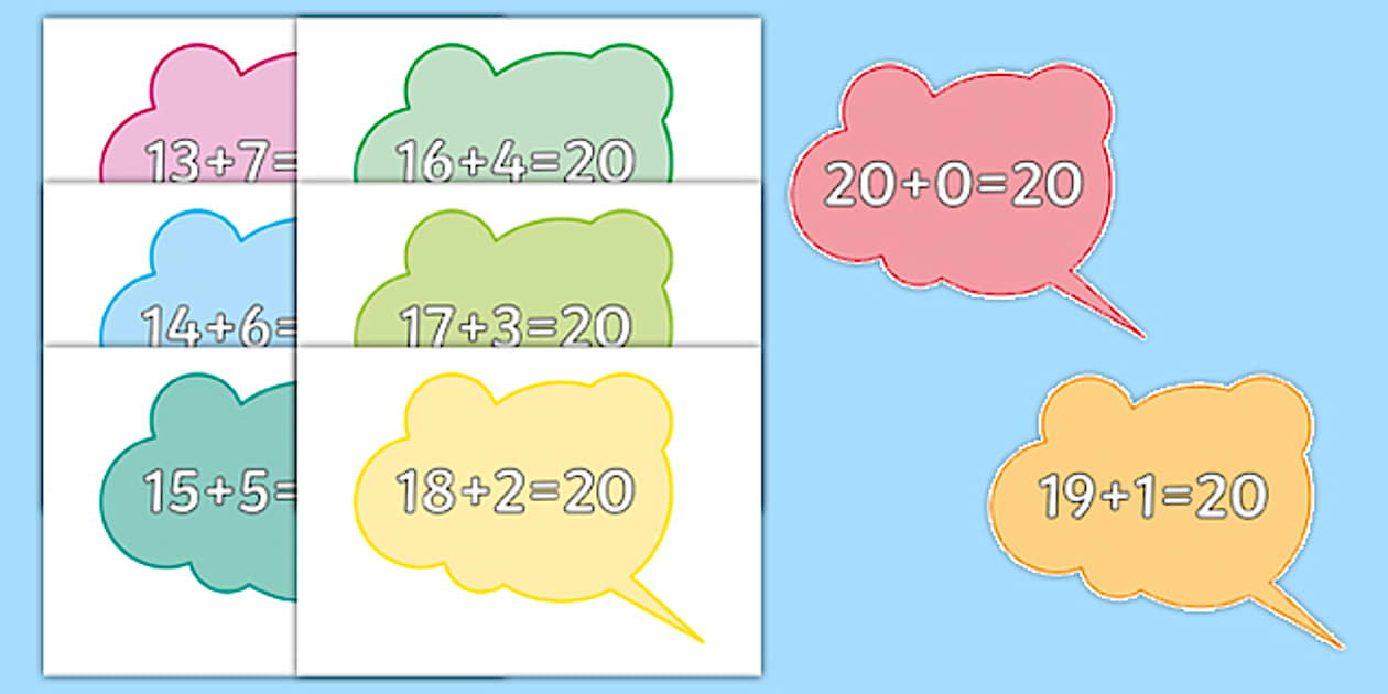 Number Bonds to 20 on Speech Bubbles (teacher made) - Twinkl