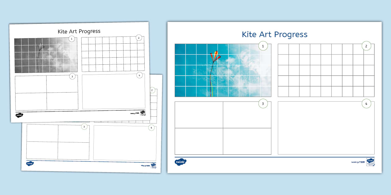 Kite Art Progress Template (teacher made) - Twinkl
