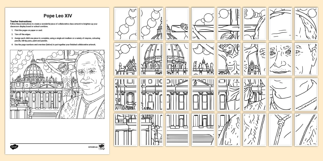 Pope Leo XIV Collaborative Colouring - RE (teacher made)