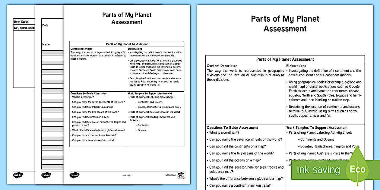 Year 2 Geography Assessment Tracker - Australian Curriculum
