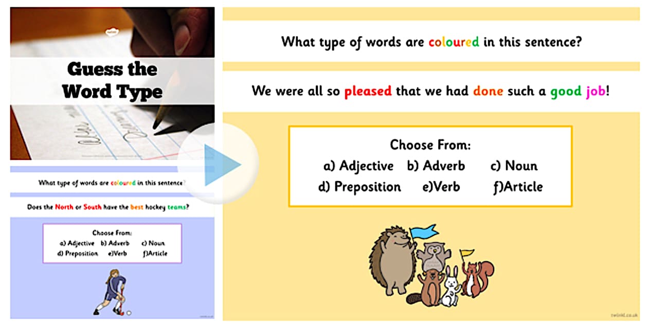 Guess the Word Type Sentence Challenge PowerPoint - Twinkl