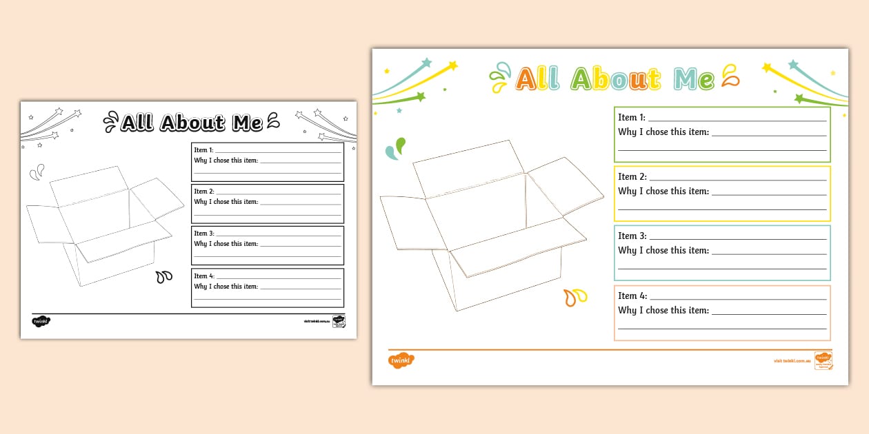 All About Me - Shoe Box Transition Activity