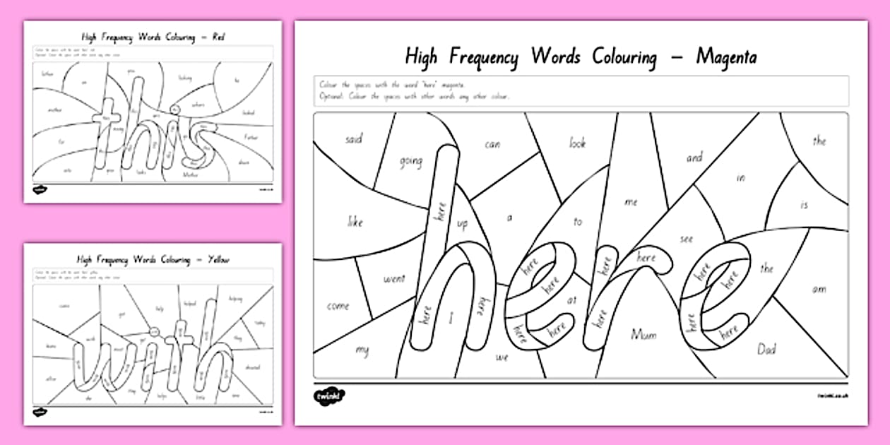 New Zealand High Frequency Words Colouring Worksheet / Worksheets ...