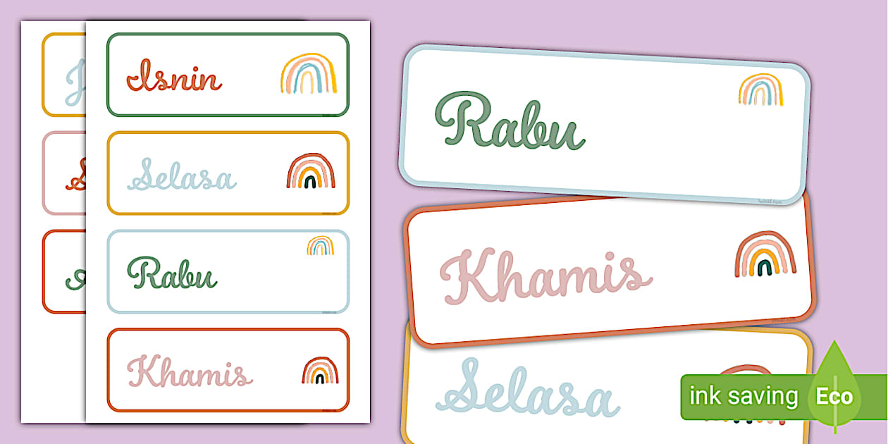 Label Hari dalam Seminggu - Pelangi (teacher made) - Twinkl