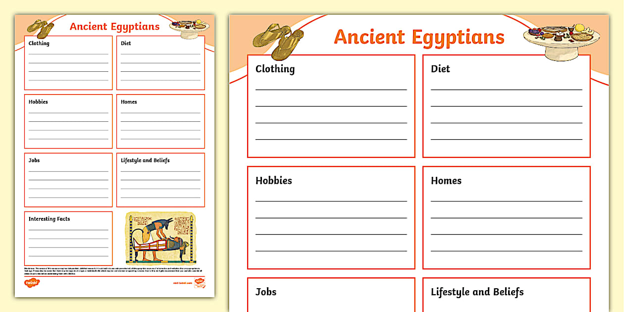Ancient Egyptians Fact File Template, ancient egypt