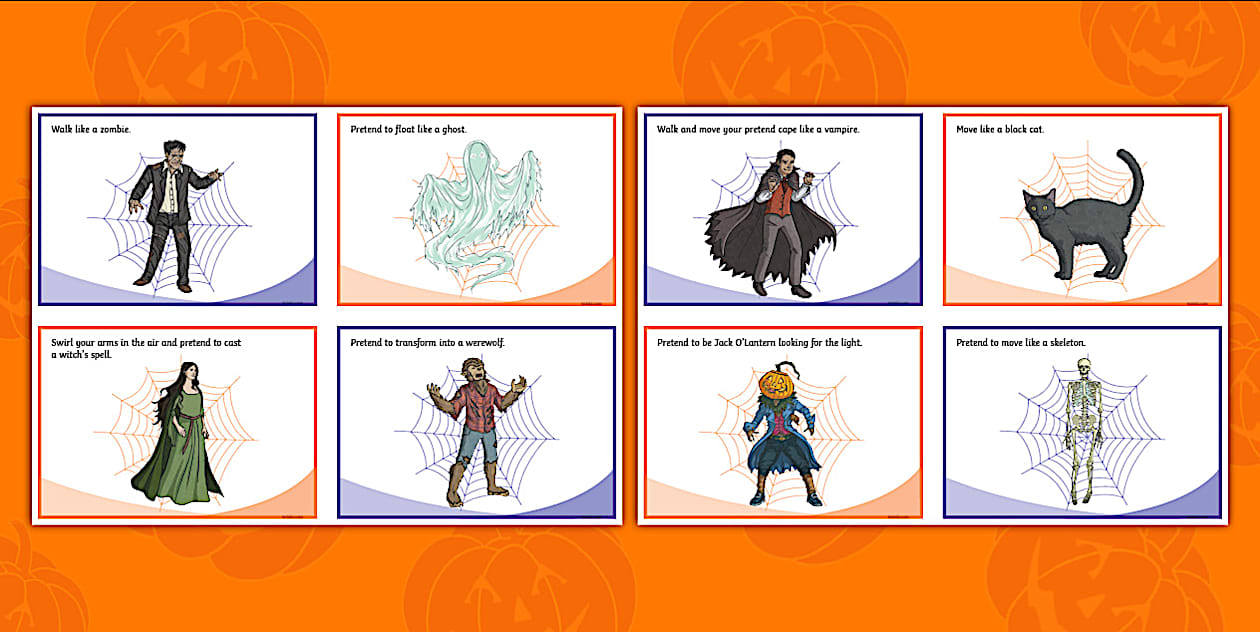 Halloween Brain Break Action Cards (Teacher-Made) - Twinkl