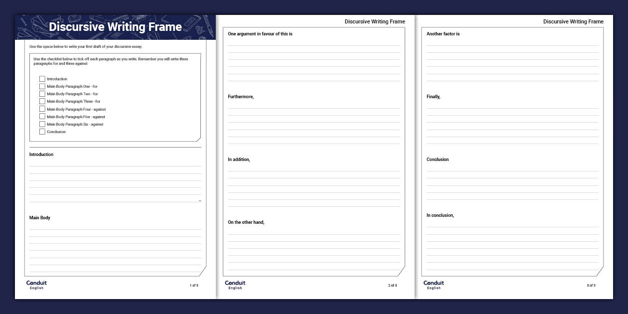 Discursive Writing Frame (teacher made) - Twinkl