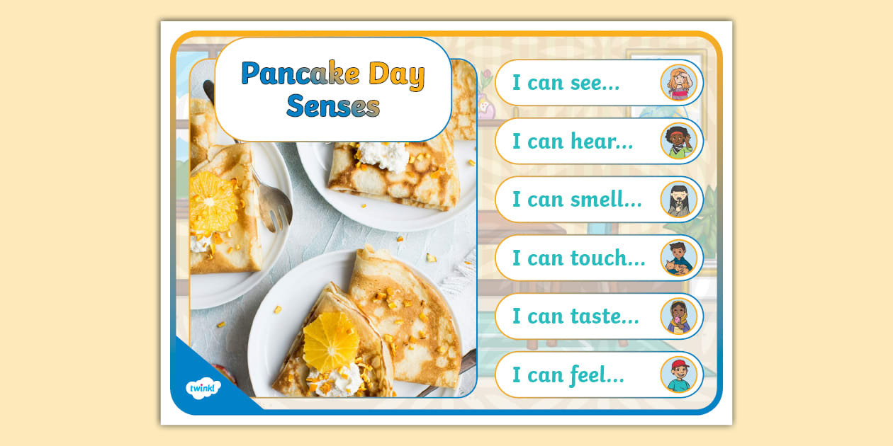 Pancake Day Senses Display Poster (teacher made) - Twinkl