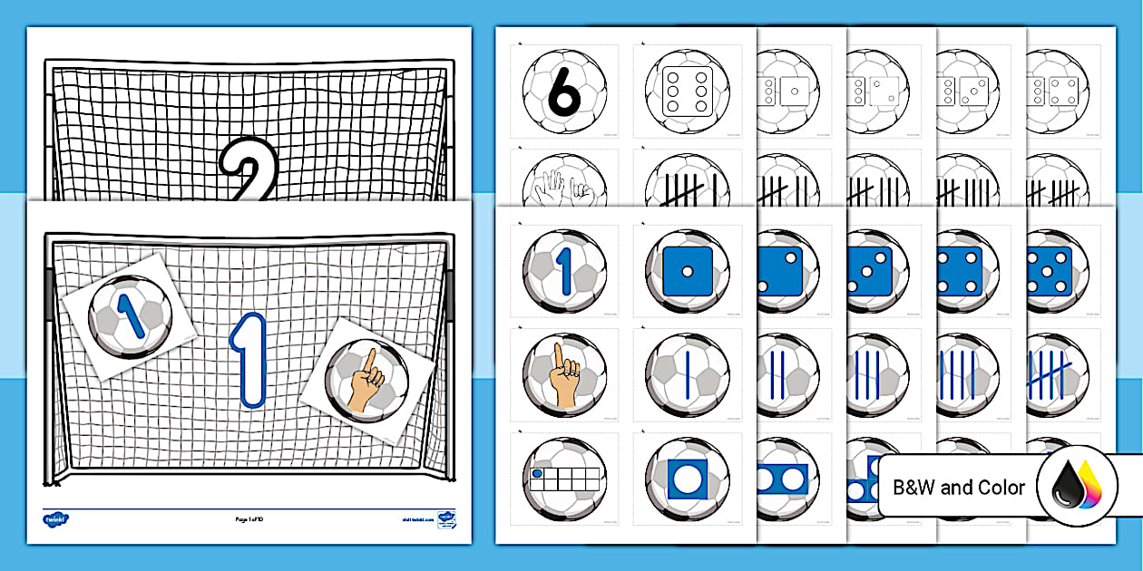 Soccer Numbers 1-10 Sorting Worksheet (teacher made)