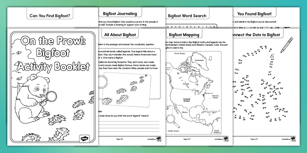 On the Prowl: Bigfoot Activity Booklet for K-2nd Grade